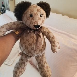 Gucci | Accessories | Custom Made Gucci Teddy Bear In Brown Monogram Gg ...